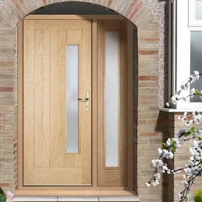 LPD Newbury Oak Unfinished External Door w/ 1 Frosted Double Glazed ...