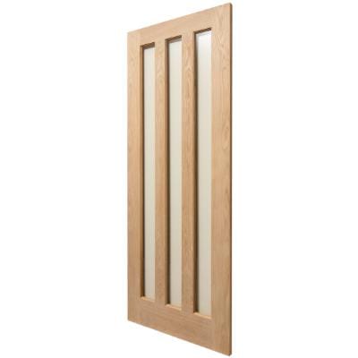 Modern 3 Panel Oak Clear Glazed Unfinished Internal Door - All Sizes
