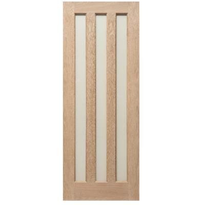 Modern 3 Panel Oak Clear Glazed Unfinished Internal Door - All Sizes ...