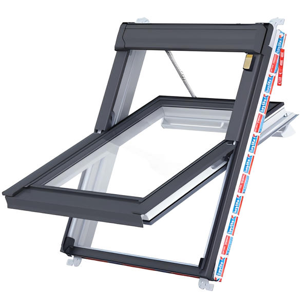 Keylite White PVC Centre Pivot Roof Window Hi-Therm Premium Electric ...