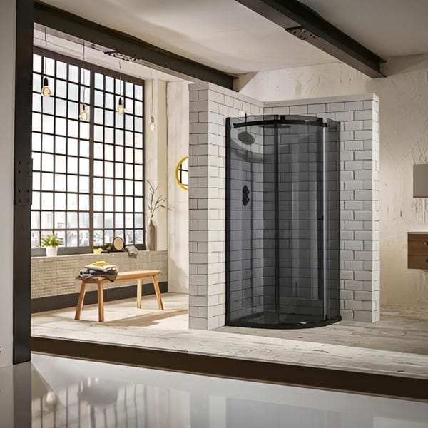Aquaglass Sphere Curved Offset Quadrant Shower Enclosure, Tinted Glass ...