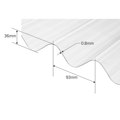 Corrugated PVC Roofing Sheet Clear 2.5m x 950mm x 0.8mm – Build4less