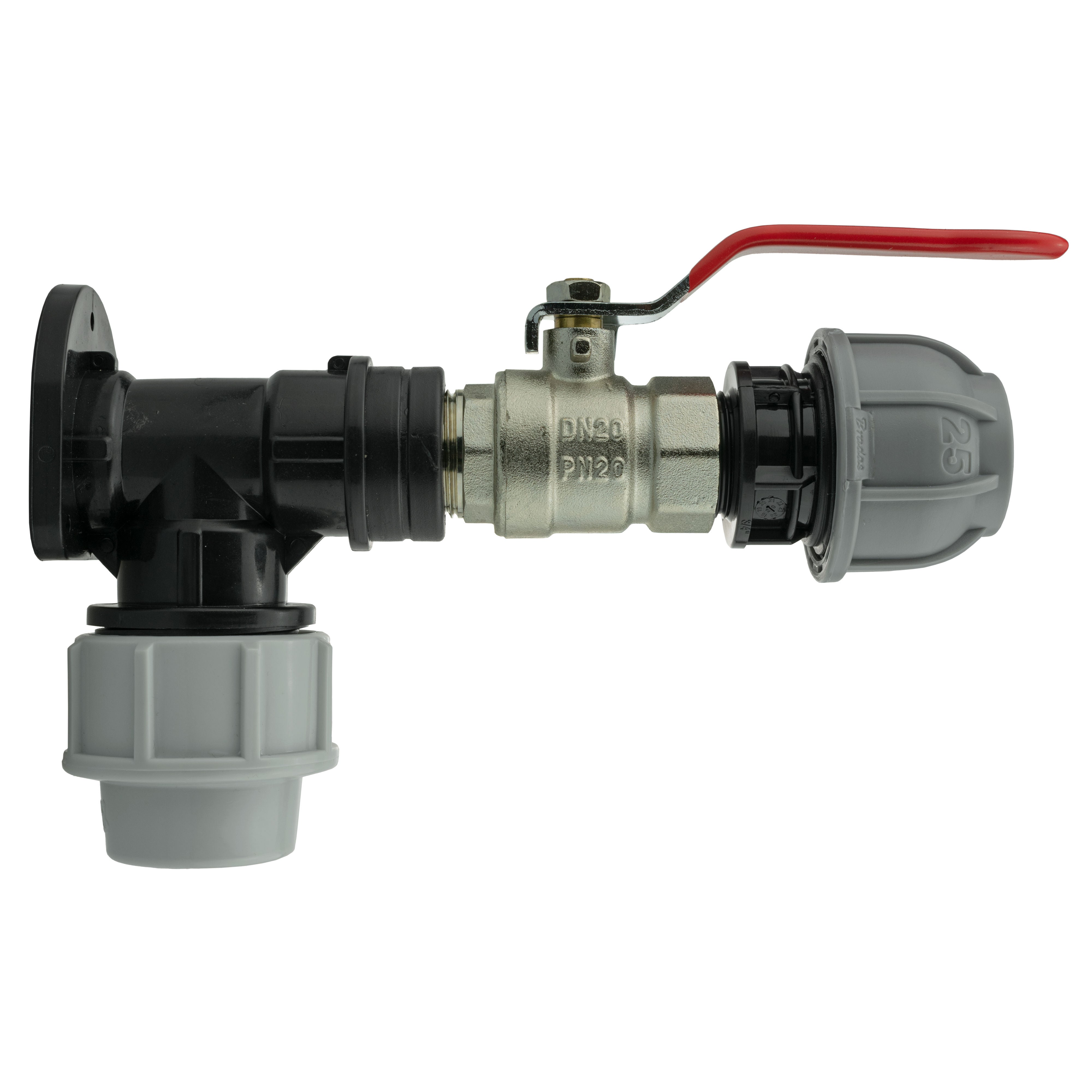 Wall Flange Kit 25mm MDPE + Lever Valve + 25mm MDPE Straight – Build4less