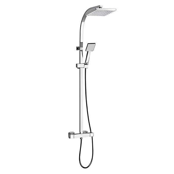 Aqua Flo Chrome Thermostatic Shower Column w/ Diverter and Shower Head ...