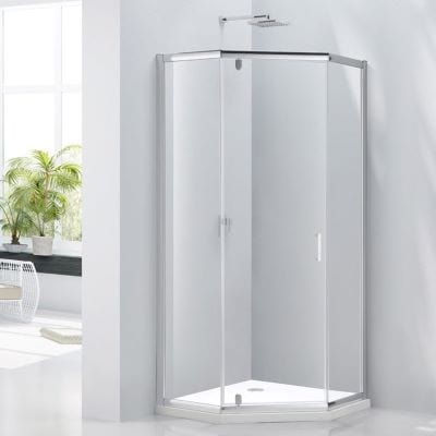 Aquaglass Purity Pentagonal Clear Glass Shower Enclosure & Tray - Buy ...
